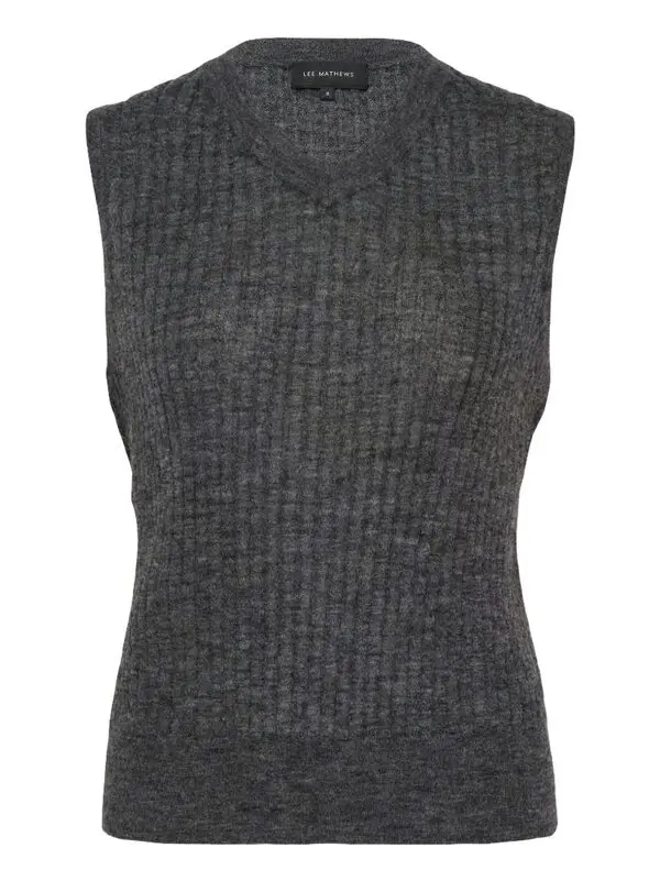 LEE MATHEWS Ribbed-knit V-neck Vest - Grey