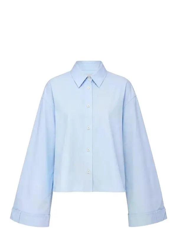LEE MATHEWS Flared-sleeve Cropped Shirt - Blue