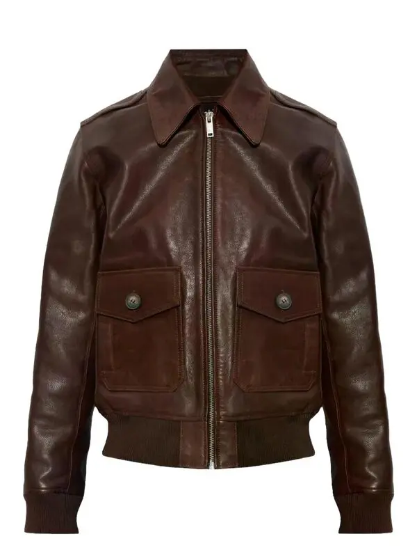 A.p.c. Short Leather Jacket - Brown