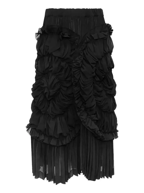 Comme Des Garçons Tiered Ruffled Midi Skirt - Black