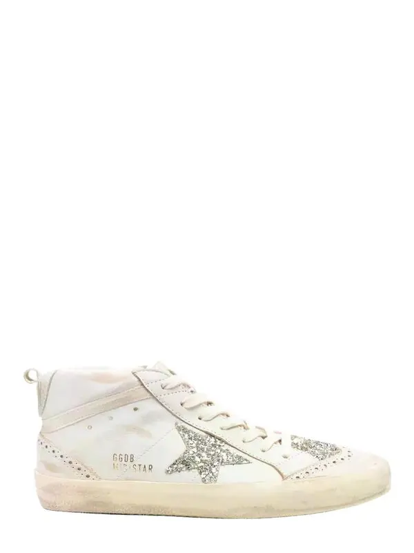 GOLDEN GOOSE Mid Star Glitter-patch Sneakers - Neutrals