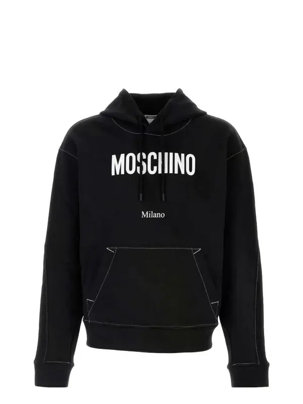 Moschino Contrast-stitch Logo-print Hoodie - Black