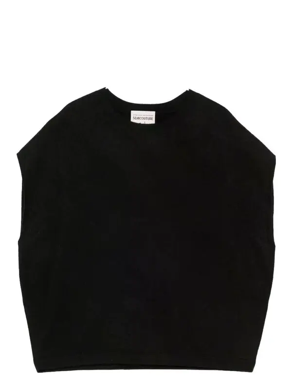 SEMICOUTURE Crew-neck Knitted Vest - Black