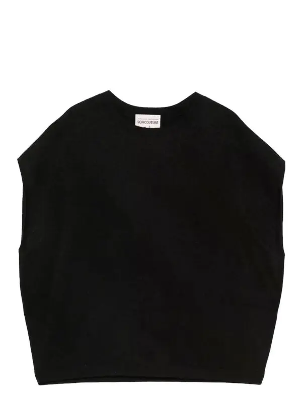SEMICOUTURE Crew-neck Knitted Vest - Black