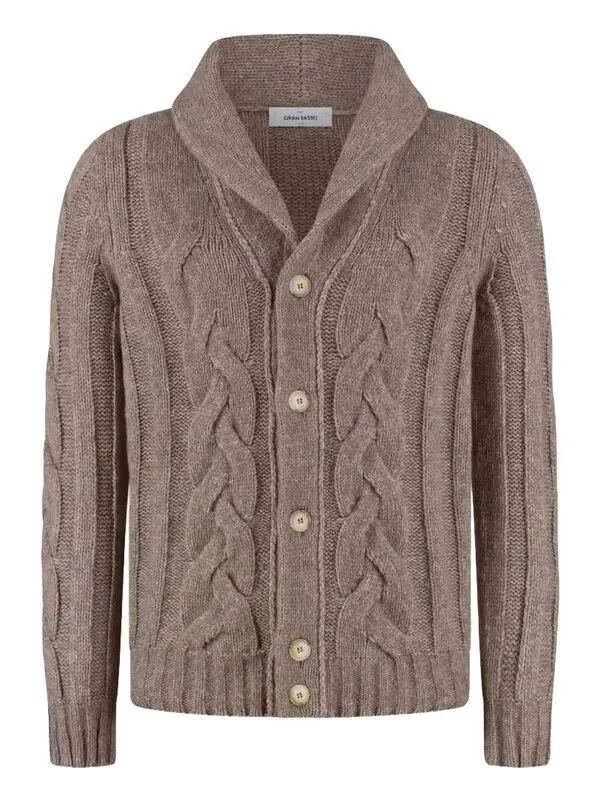 GRAN SASSO Cable-knit Shawl-collar Cardigan - Brown
