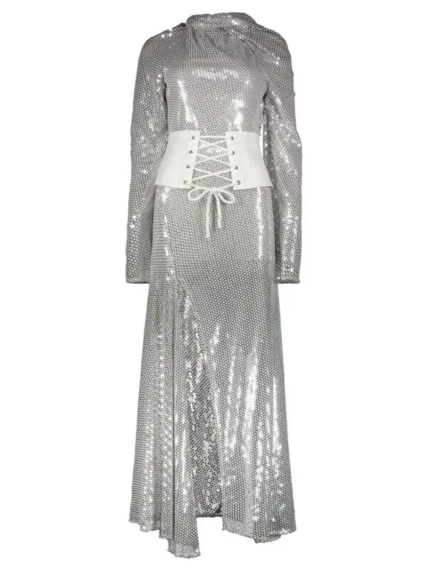 ELLERY Sequin-embellished Corset-style Maxi Dress - Silver