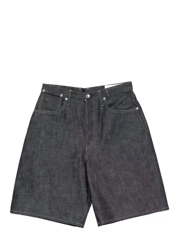 KURO Contrast-stitch Denim Shorts - Blue