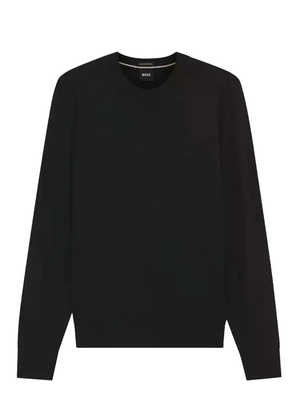BOSS Merino Wool Logo-embroidered Sweater - Black