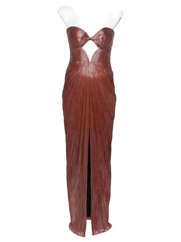 MARIA LUCIA HOHAN Cut-out Plissé Maxi Dress - Red