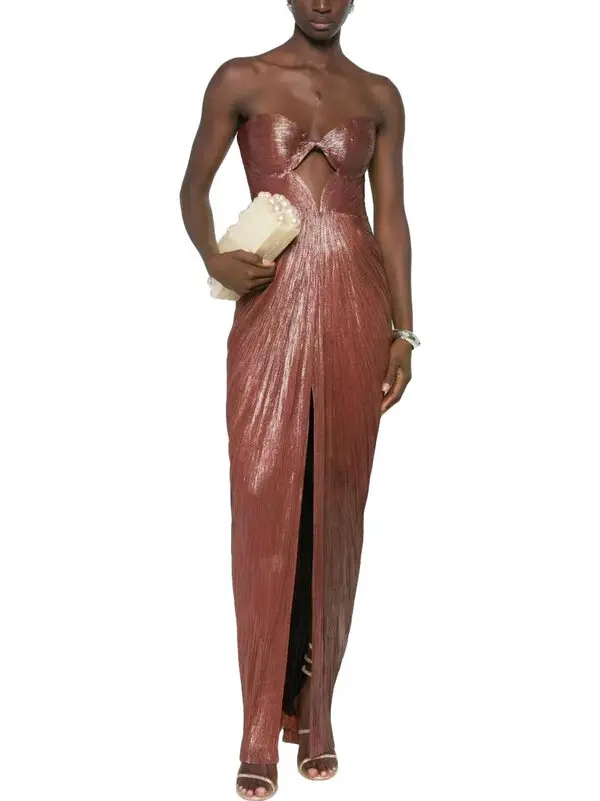 MARIA LUCIA HOHAN Cut-out Plissé Maxi Dress - Red