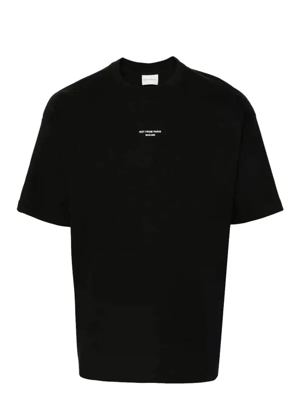 Drole De Monsieur Slogan-print Cotton T-shirt - Black