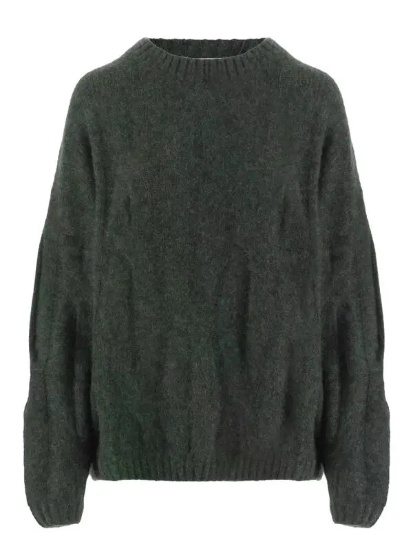 ALLUDE Crew-neck Long-sleeve Sweater - Green