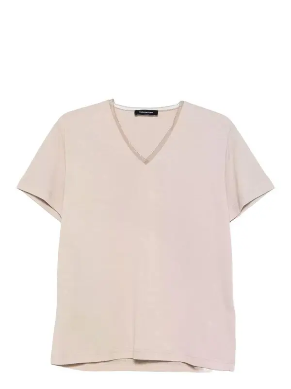 Fabiana Filippi Embellished V-neck T-shirt - Neutrals