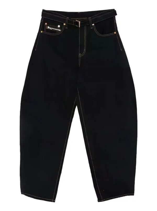 Sacai Belted Zip-detail Jeans - Blue