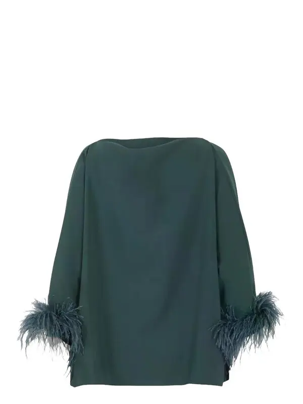 GIANLUCA CAPANNOLO Feather-trim Boat-neck Blouse - Green