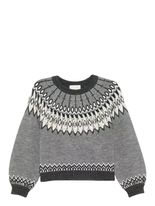 I BLUES Crystal-embellished Fair Isle Sweater - Grey
