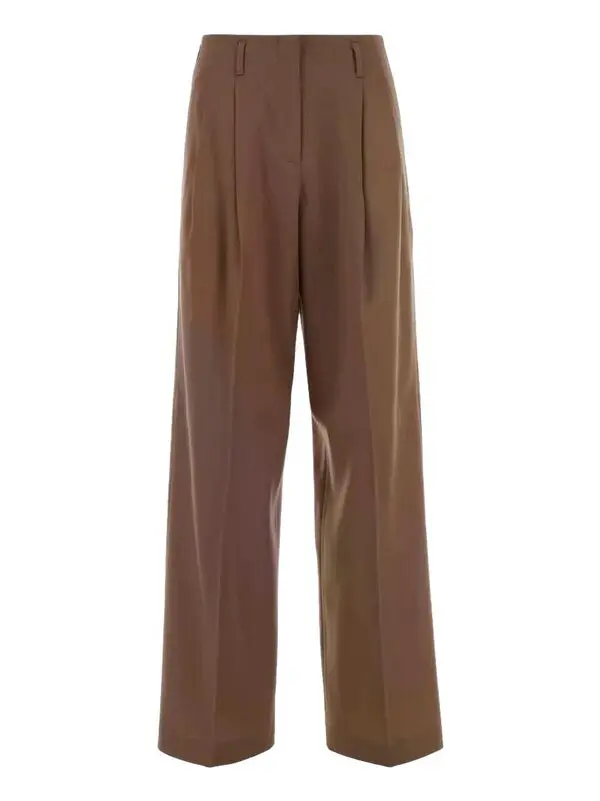 GOLDEN GOOSE Virgin Wool Wide-leg Pleated Trousers - Brown