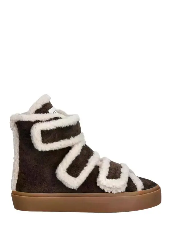Inuikii Shearling-trim Touch-strap Sneakers - Brown