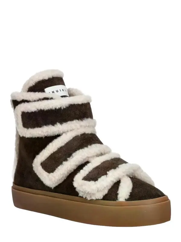 Inuikii Shearling-trim Touch-strap Sneakers - Brown