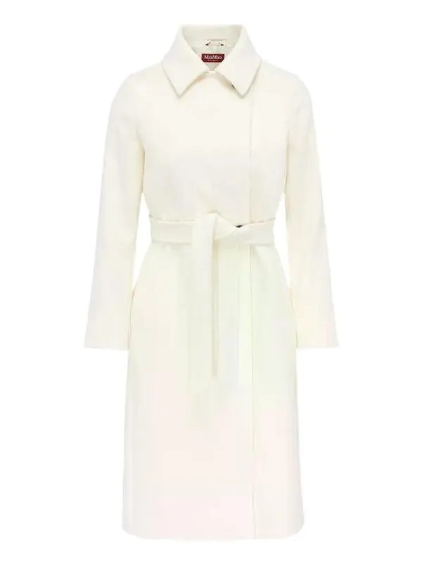 Max Mara Double-breasted Belted Virgin-wool Coat - White