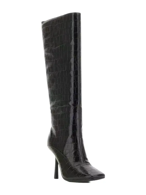 TWENTY FOURHAITCH Veoma Crocodile-effect Square-toe Boots - Black