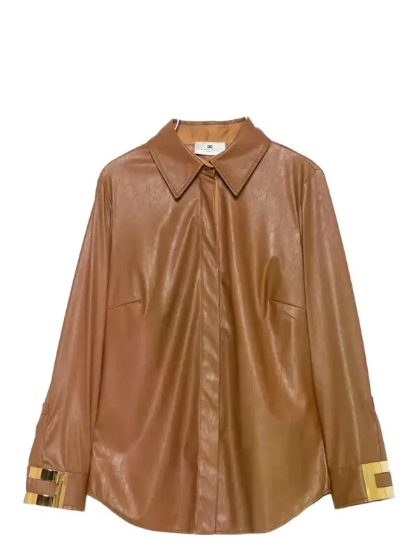Elisabetta Franchi Logo-plaque Long-sleeve Shirt - Brown