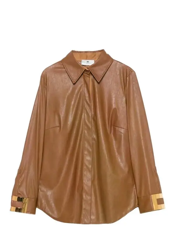 Elisabetta Franchi Logo-plaque Long-sleeve Shirt - Brown