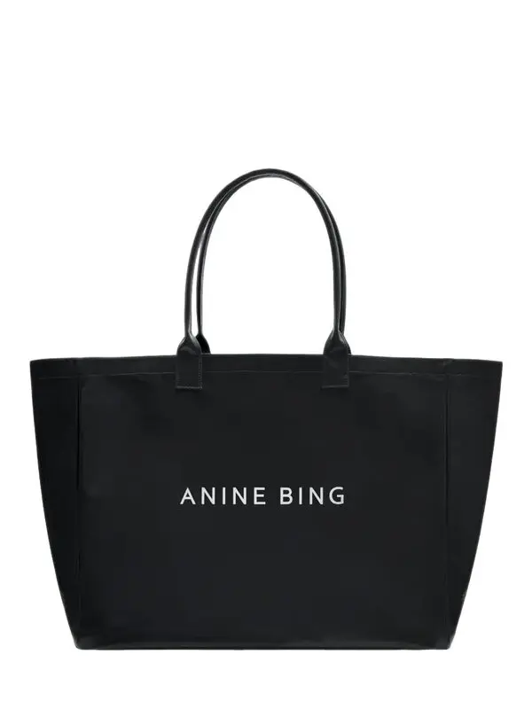 ANINE BING Leo Coated Canvas Tote - Black