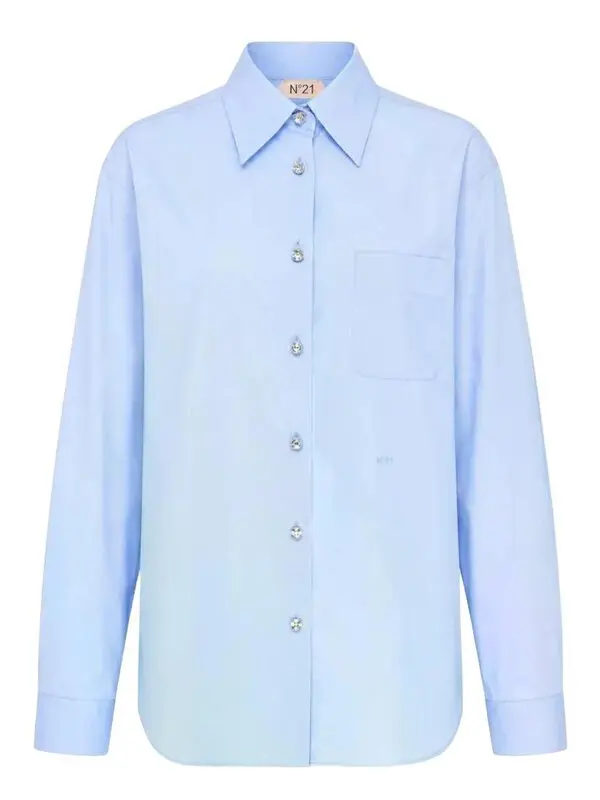 N°21 Crystal-button Poplin Shirt - Blue