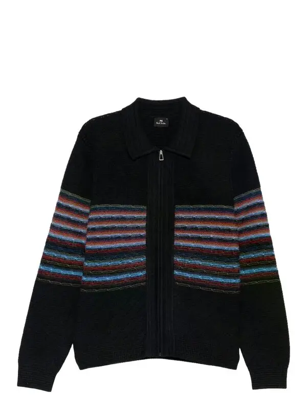 Paul Smith Graphic-print Zip-up Cardigan - Blue
