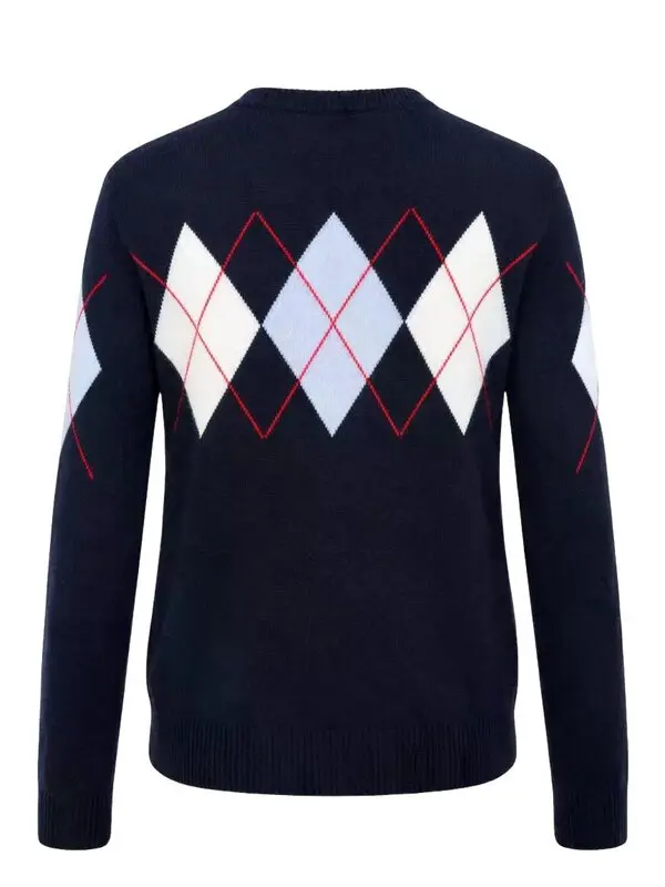 MSGM Argyle Crew-neck Cardigan - Blue