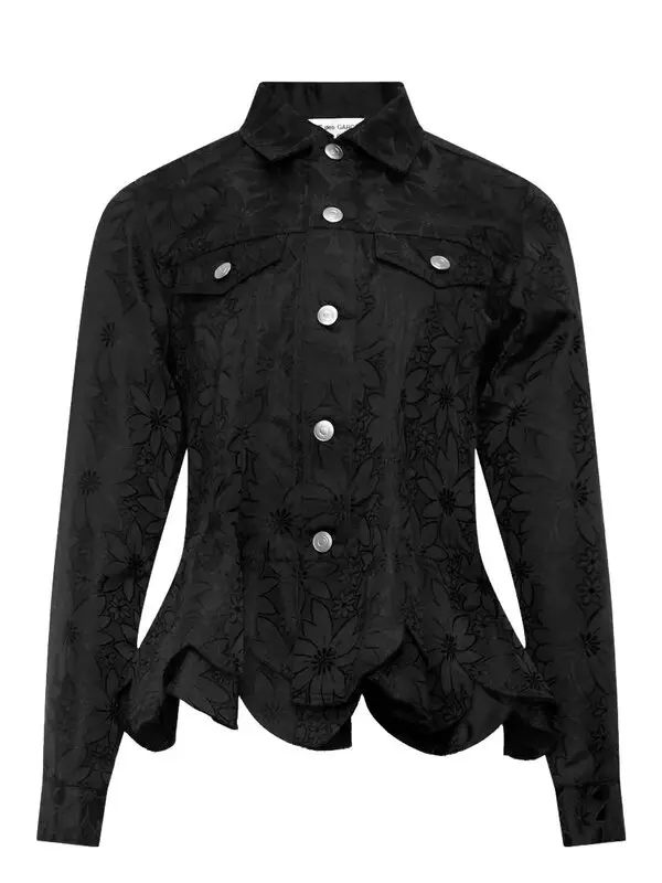 Comme Des Garçons Floral-jacquard Layered Jacket - Black
