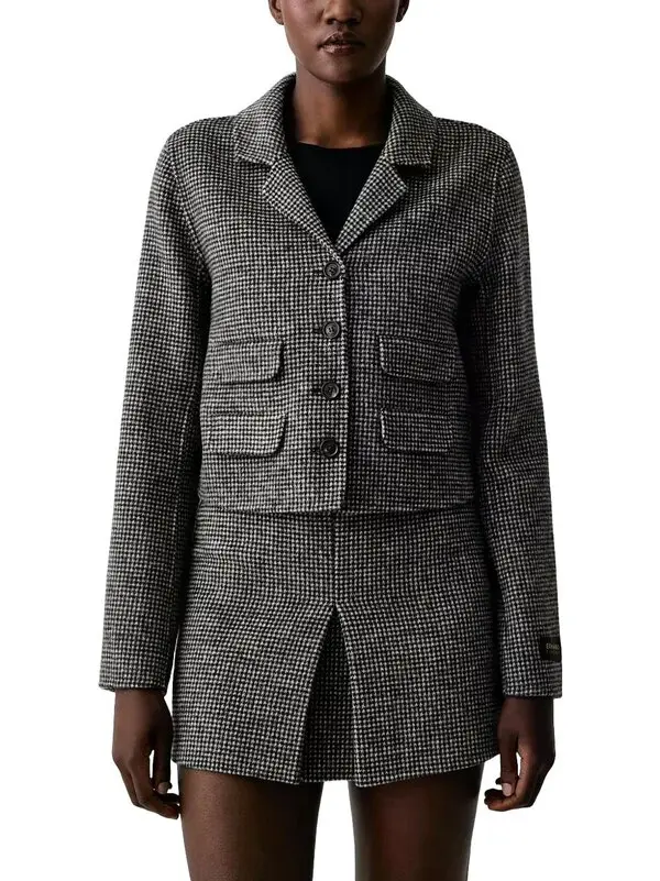 ERMANNO FIRENZE Houndstooth-pattern Cropped Jacket - Grey