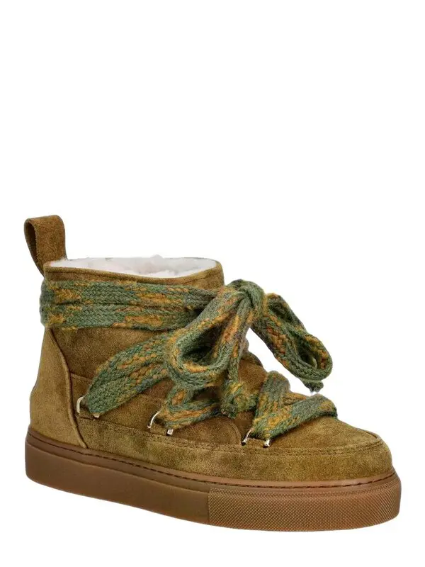 Inuikii Suede Shearling-trim Lace-up Boots - Brown