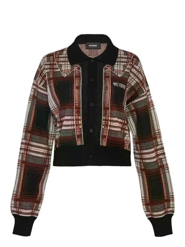 We11Done Plaid-knit Collared Cardigan - Brown
