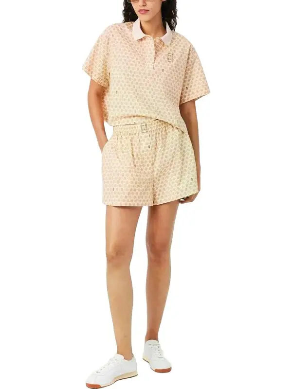 Lacoste Printed Oversized Bermuda Shorts - Pink