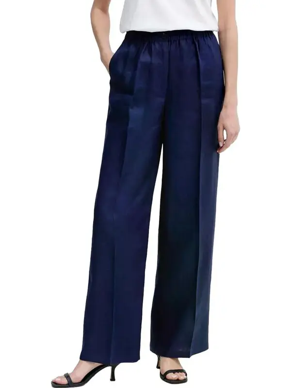 Sisley Pressed-crease Wide-leg Linen Trousers - Blue