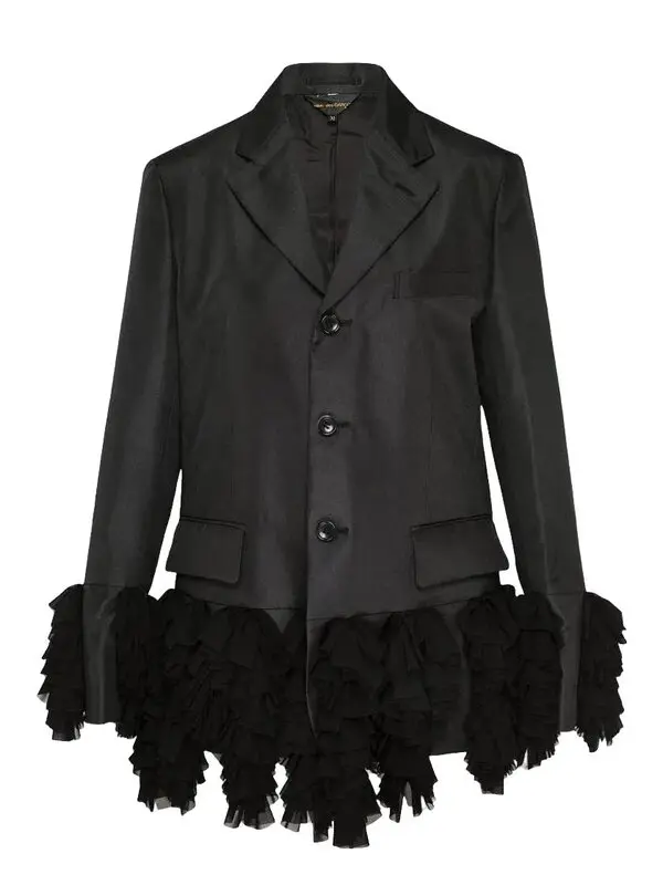 Comme Des Garçons Ruffled-hem Tailored Blazer - Black