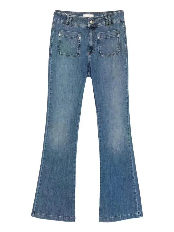I BLUES Patch-pocket Flared Jeans - Blue