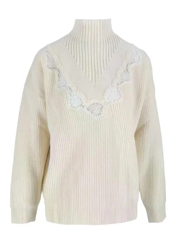 Ermanno Scervino Lace-trim Ribbed-knit Sweater - White