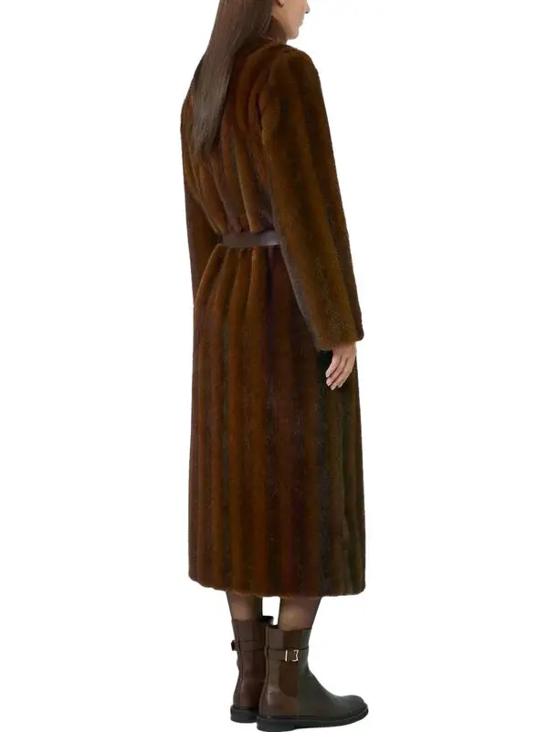 Max Mara Fluffy-textured Long Coat - Brown