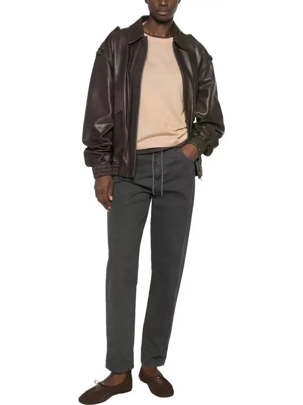 PANICALE Drawstring-waist Straight-leg Jeans - Grey