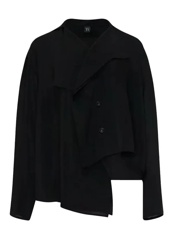 Y’s Draped Asymmetric Shirt - Black