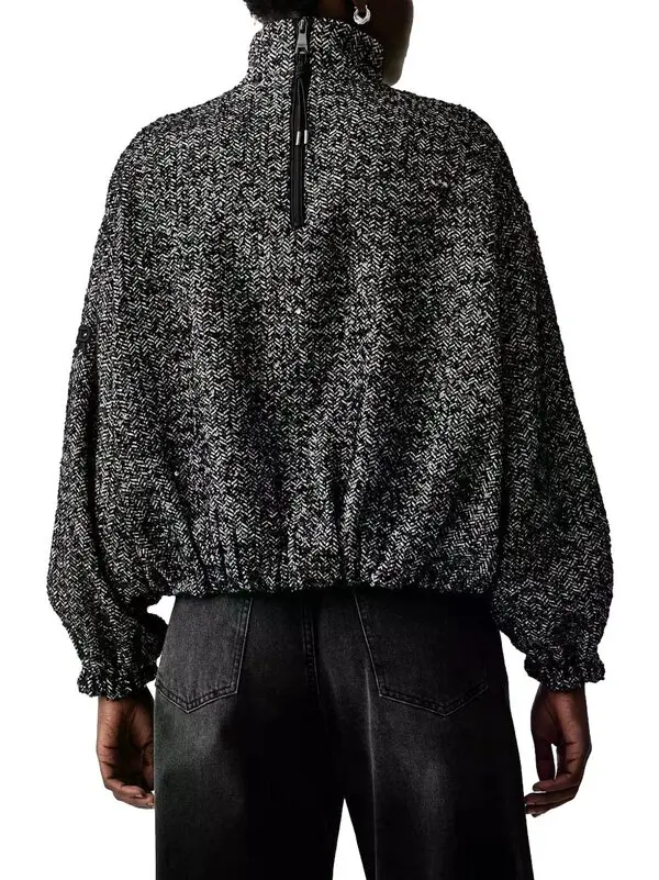 ERMANNO FIRENZE Sequin-embellished Herringbone Jacket - Black