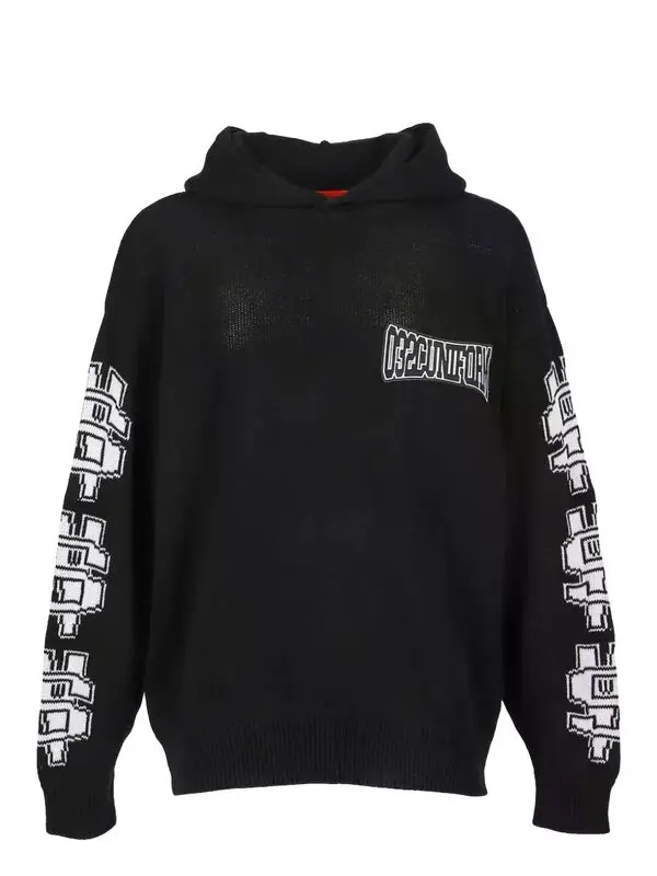 032C One Dollar Bill Jacquard-knit Logo-patch Hoodie - Black