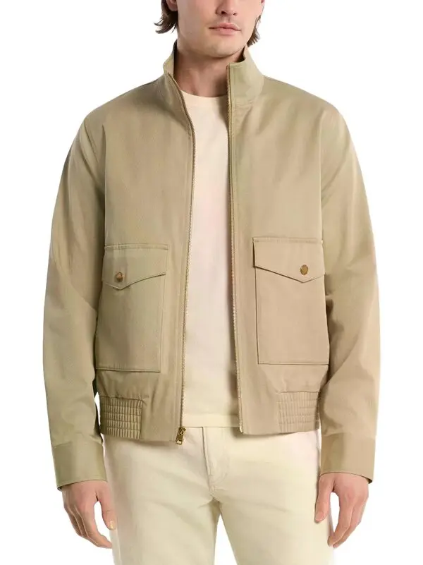 Michael Kors Harrington Stretch-cotton Bomber Jacket - Neutrals