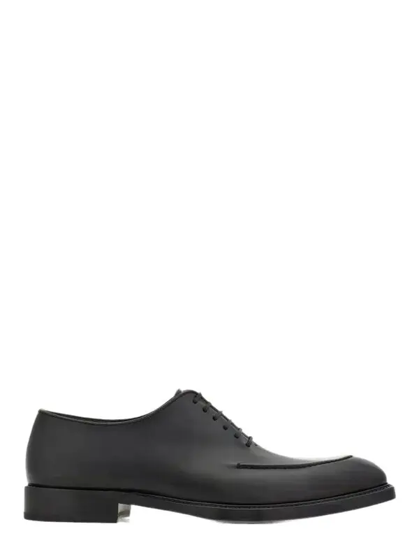 FERRAGAMO Leather Oxford Shoe With Raised Stitching - Black