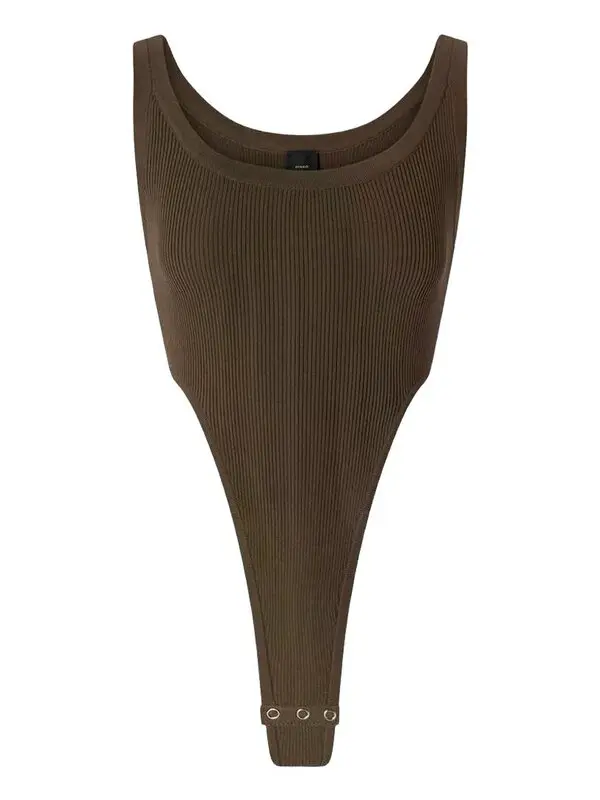Pinko Ribbed-knit Sleeveless Bodysuit - Brown