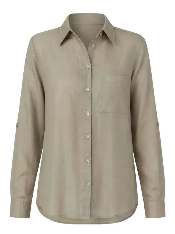 LARA Button-down Roll-sleeve Shirt - Neutrals