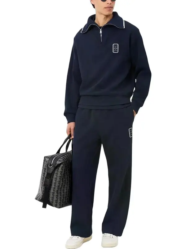 Lacoste Loose-fit High-zipped-neck Badge-accent Sweatshirt - Blue